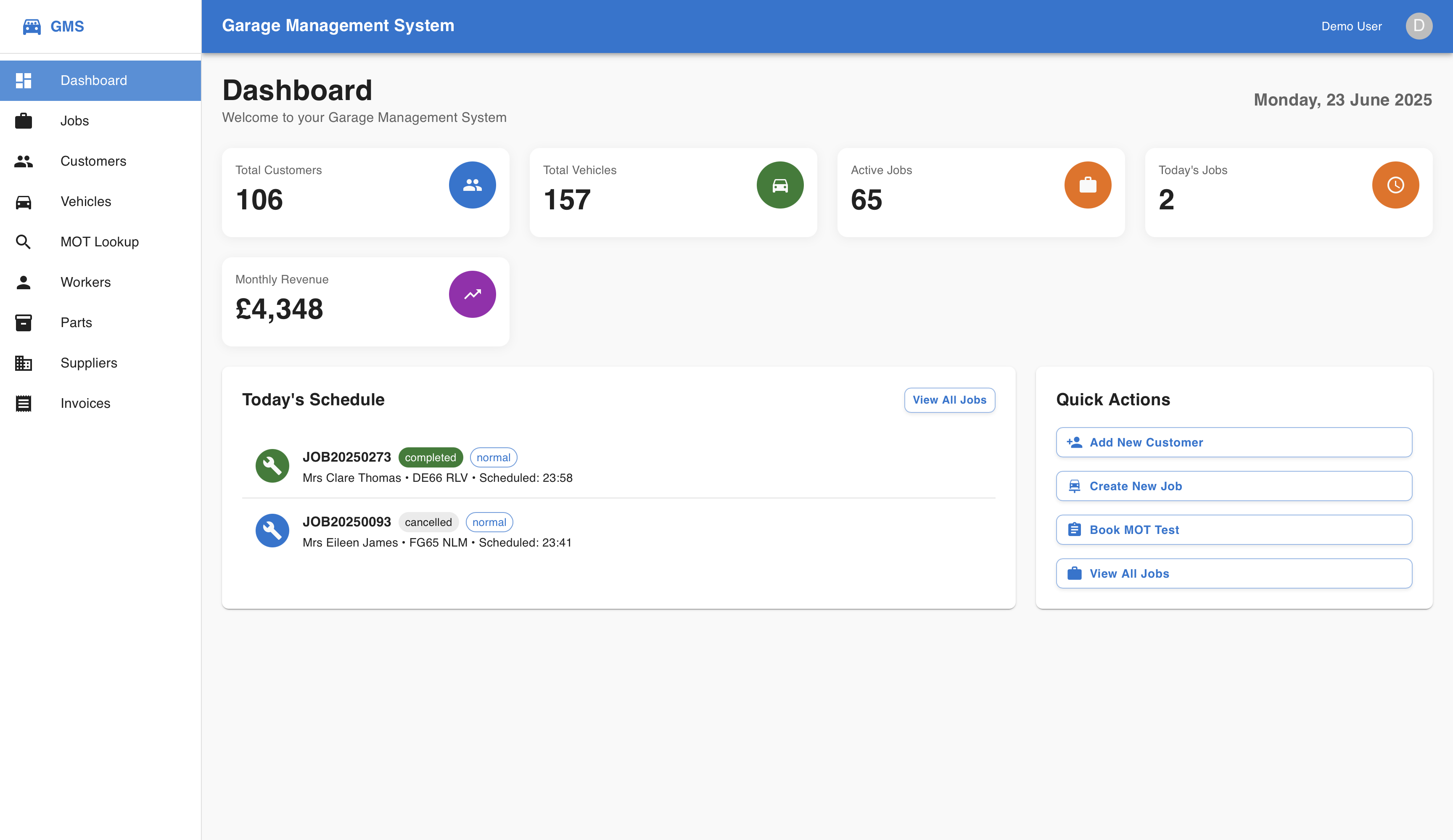 GMS - Garage Management System