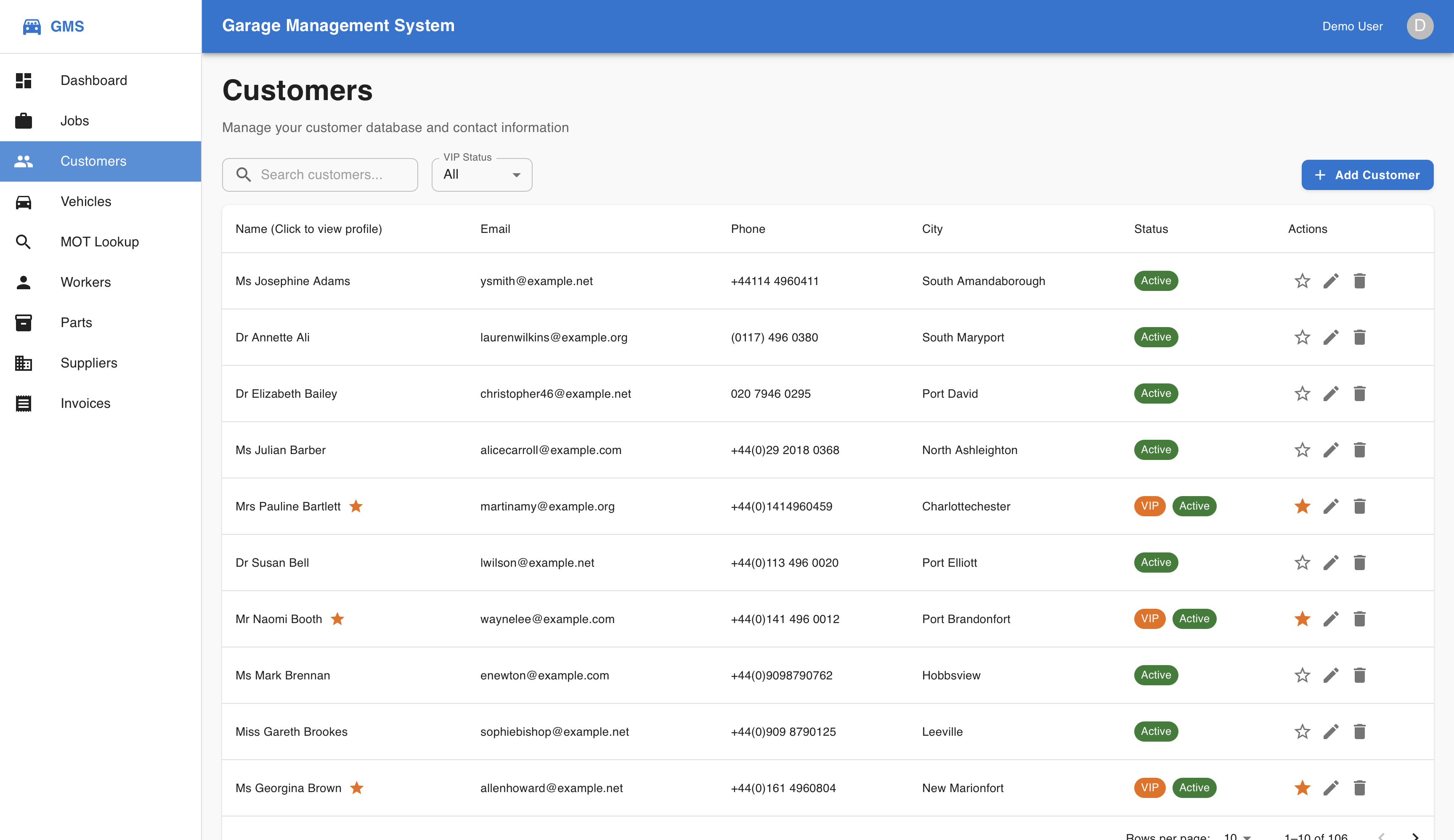 GMS - Garage Management System