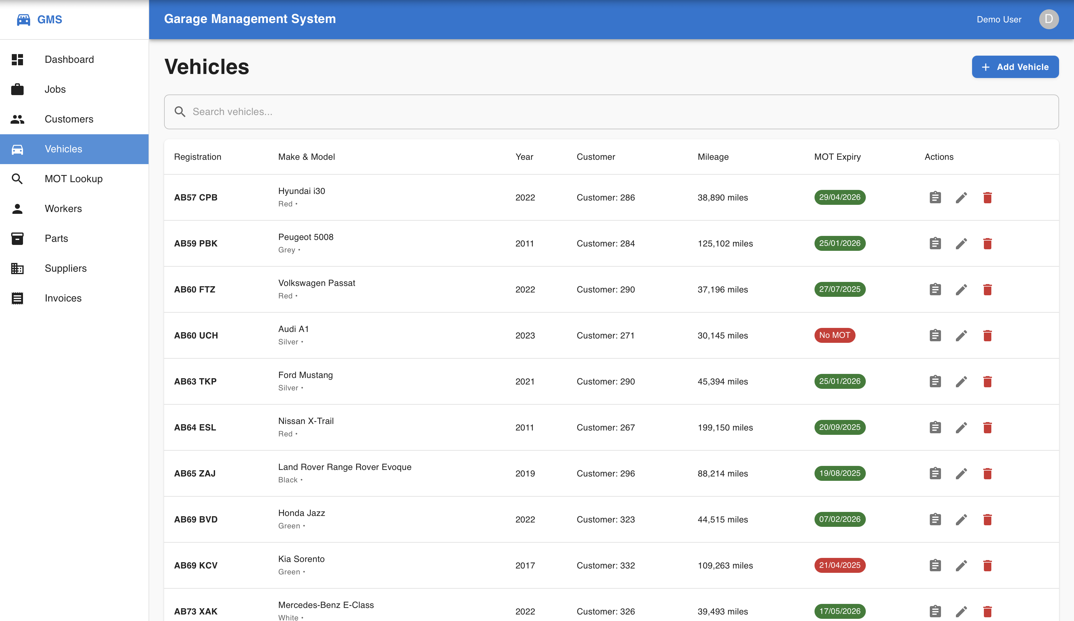 GMS - Garage Management System